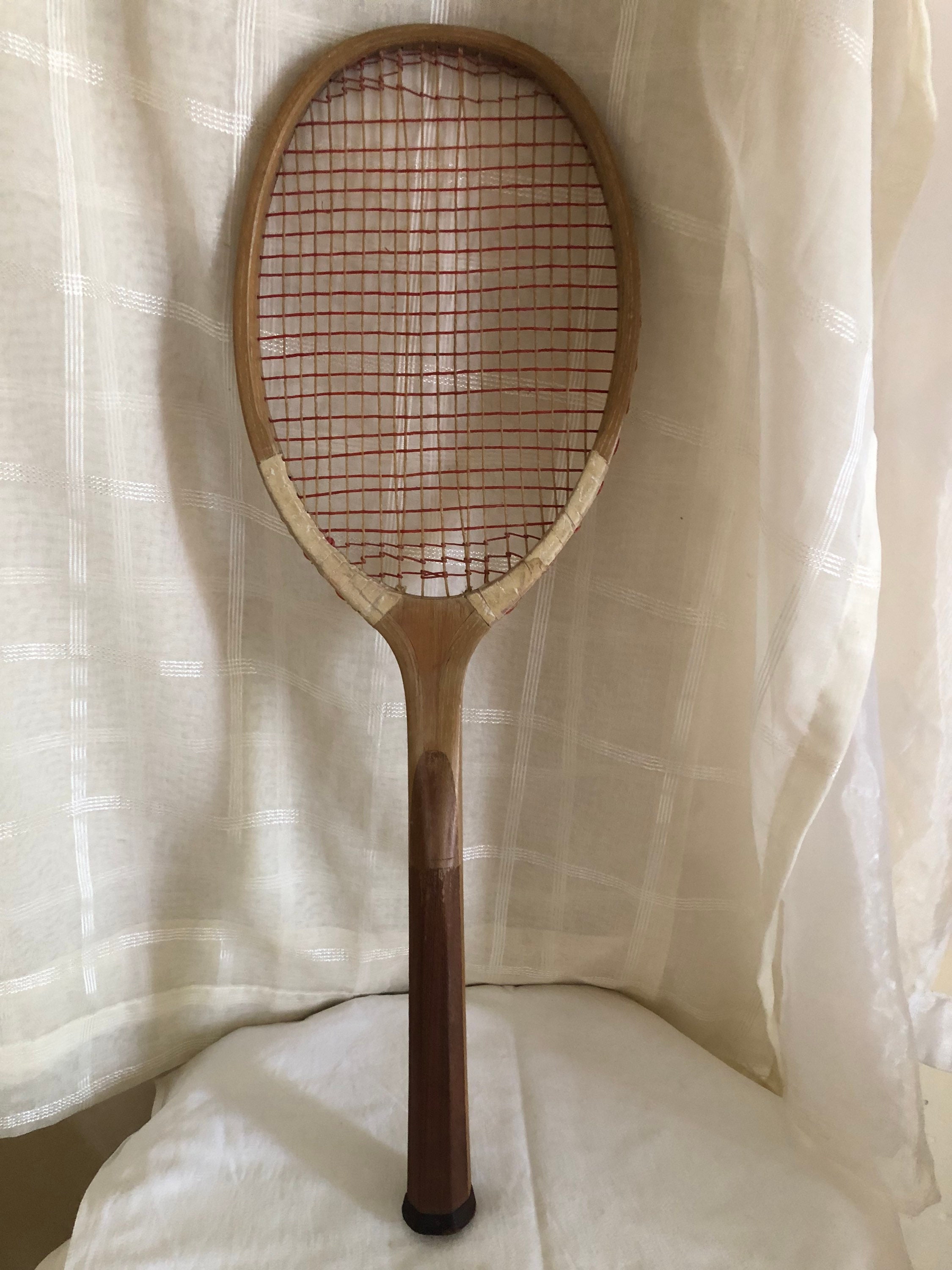Vintage Wooden Tennis Racket Made by Unique With Original - Etsy