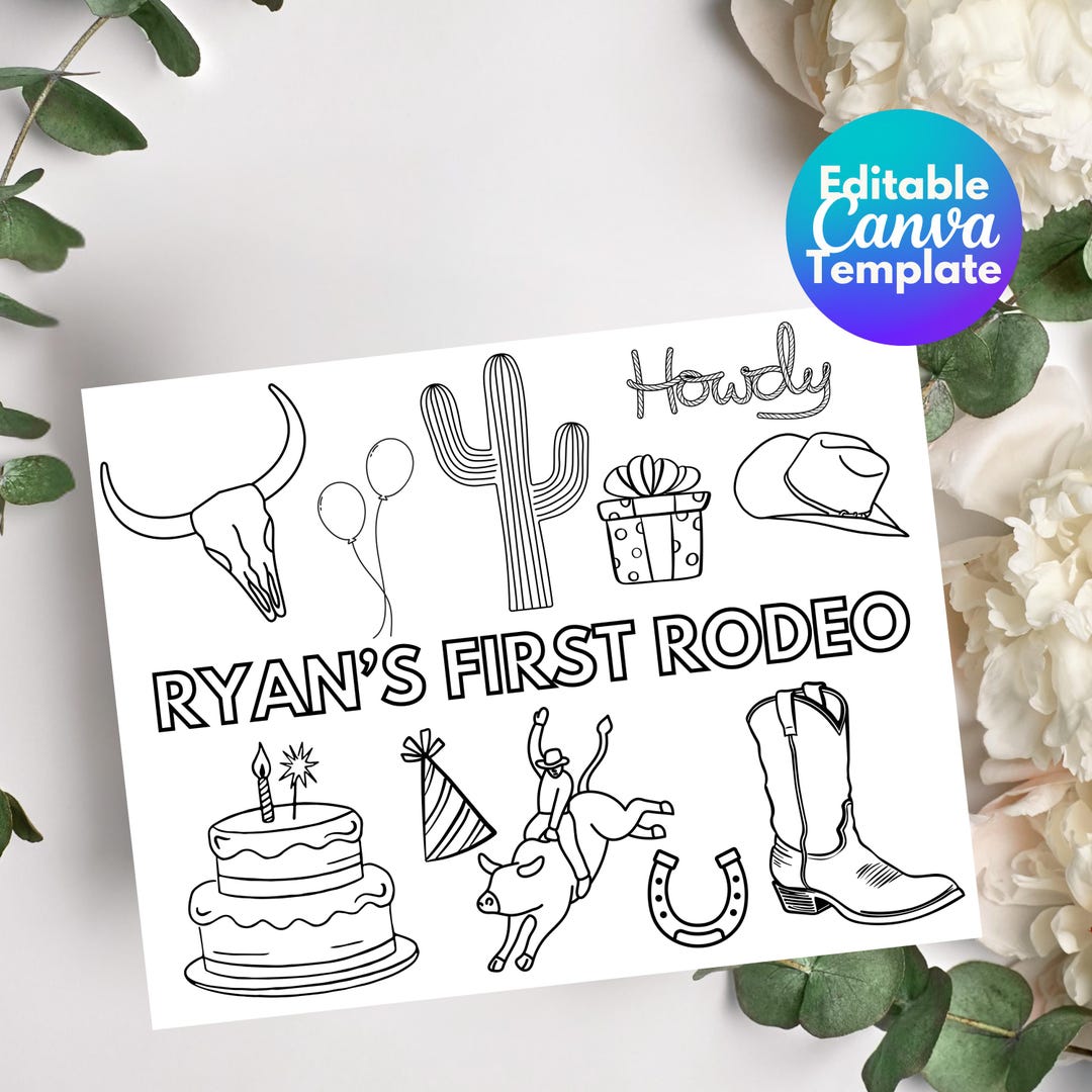 My First Rodeo Coloring Page | Western Birthday Party Activity | Cowboy ...
