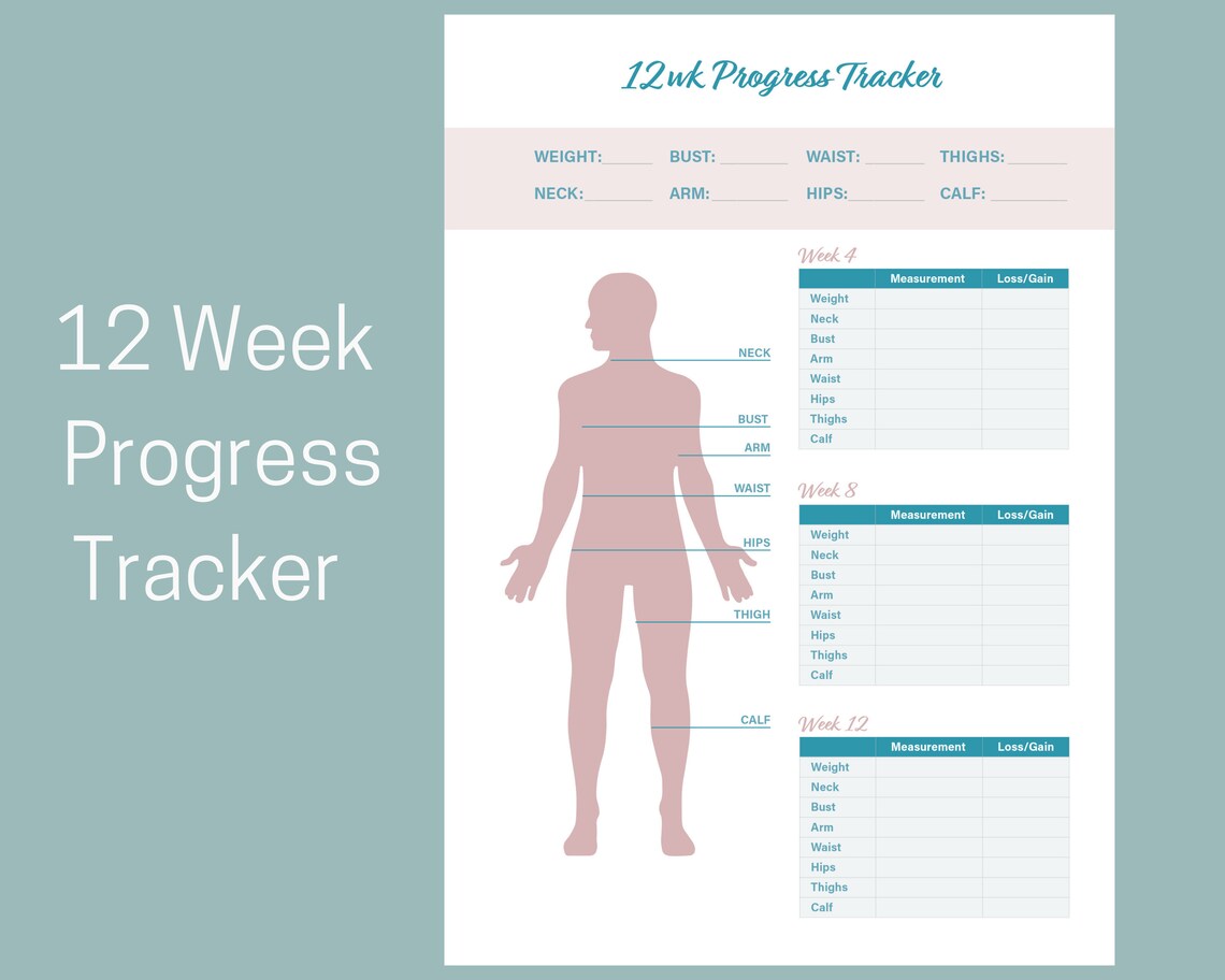 12 Week Progress Tracker Printable - Etsy