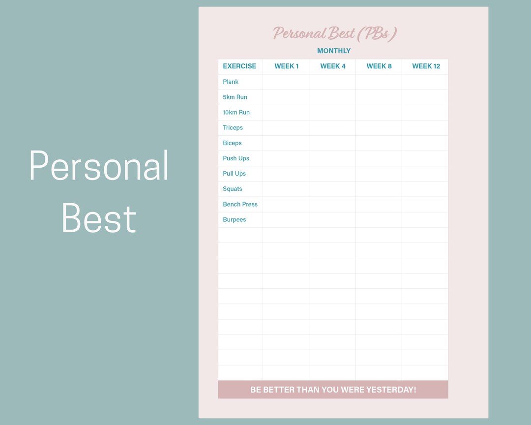 Personal Best PB'S Printable - Etsy
