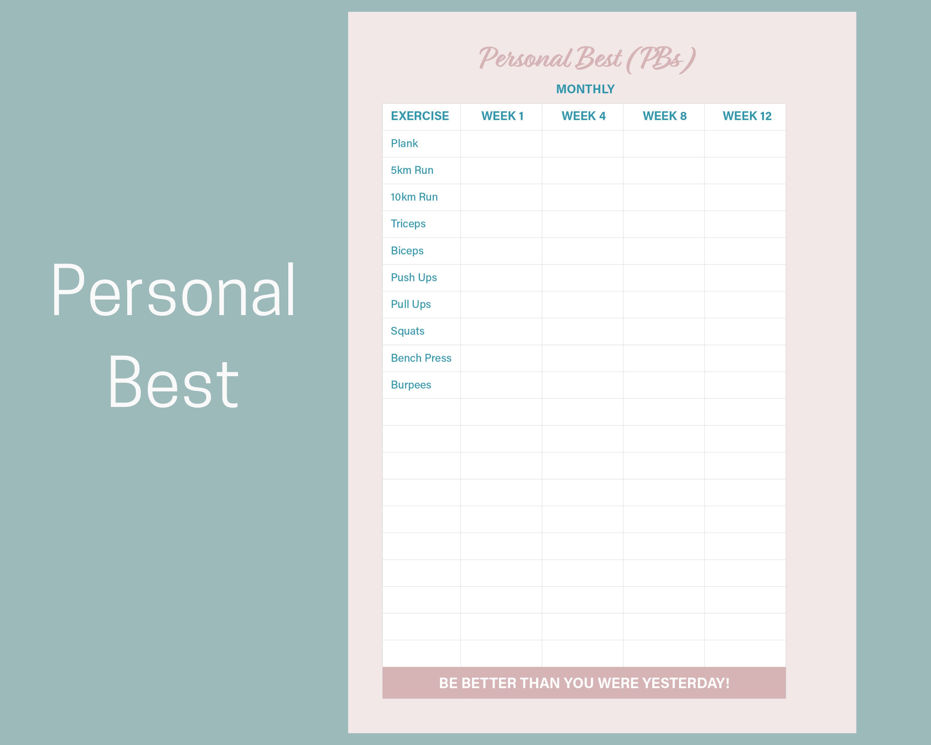 Personal Best (PB'S) Printable - Etsy