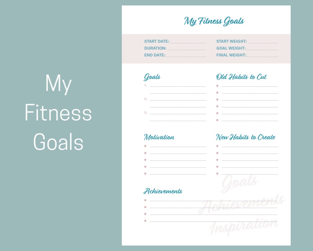 MY FITNESS GOALS Printable - Etsy