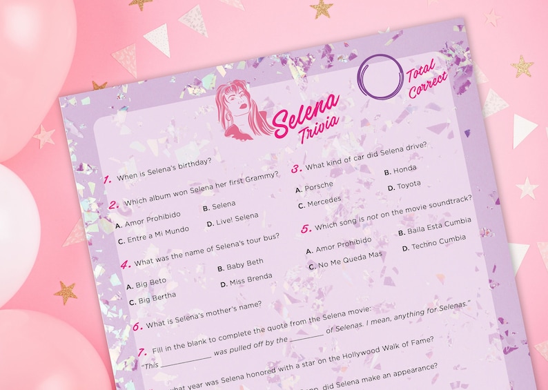 Selena Trivia Party Game DIGITAL DOWNLOAD - Etsy