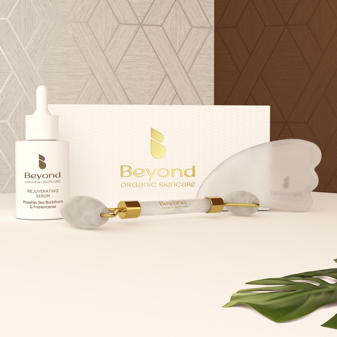 Rejuvenating Serum Gift Set With Natural White Jade Gua Sha & Massage ...