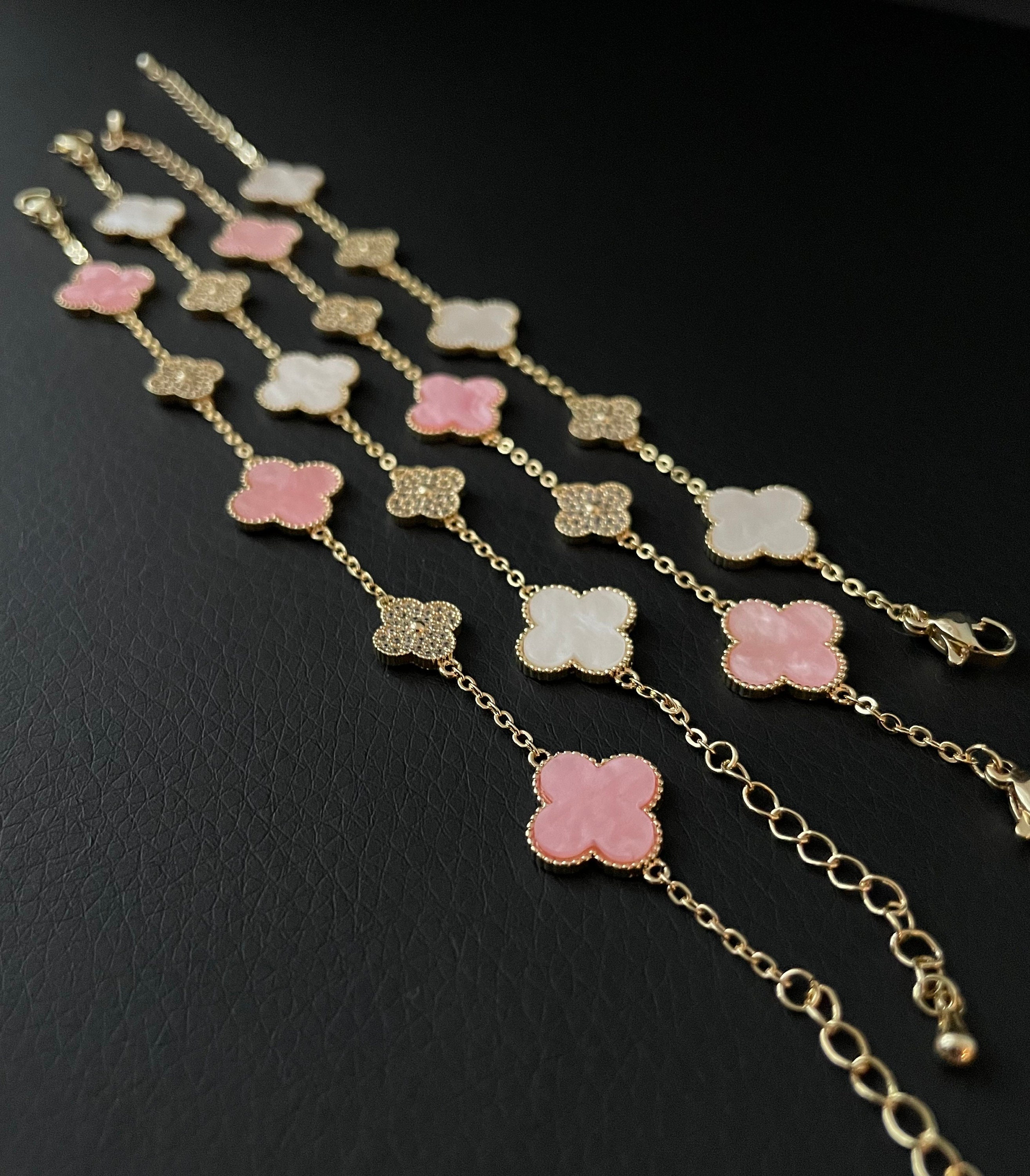 Four Clover Designer Bracelet, Designer Jewelry Dupe, 18K Gold Plated ...