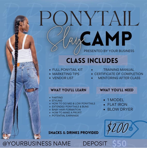 Pink Ponytail Hair Class Flyer Social Media Flyer Beauty | Etsy