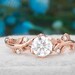 Cottagecore Round Moissanite Engagement Ring for Natural Theme - Etsy