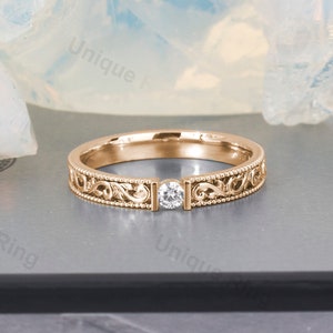 Cottagecore Leaf Solid Gold Mens/women's Band Ring,14k Gold Floral ...