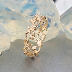 Cottagecore Grape Leaf Silver Couple Ring ,organic Floral Eternity ...