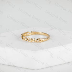 Natural Style Flower&leaf Wedding Ring. Vintage 14K Gold Floral Ring ...