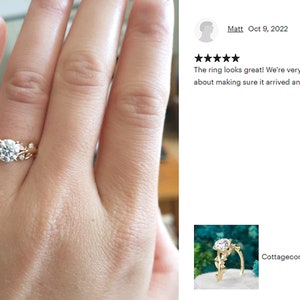 Cottagecore Round Moissanite Engagement Ring for Natural Theme Wedding ...