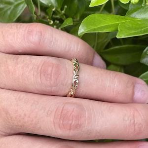 Natural Style Flower&leaf Wedding Ring. Vintage 14K Gold Floral Ring ...