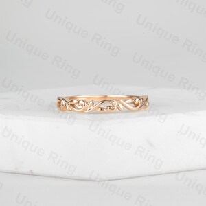 Natural Style Flower&leaf Wedding Ring. Vintage 14K Gold Floral Ring ...