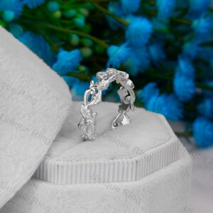 Cottagecore Grape Leaf Silver Couple Ring ,organic Floral Eternity ...