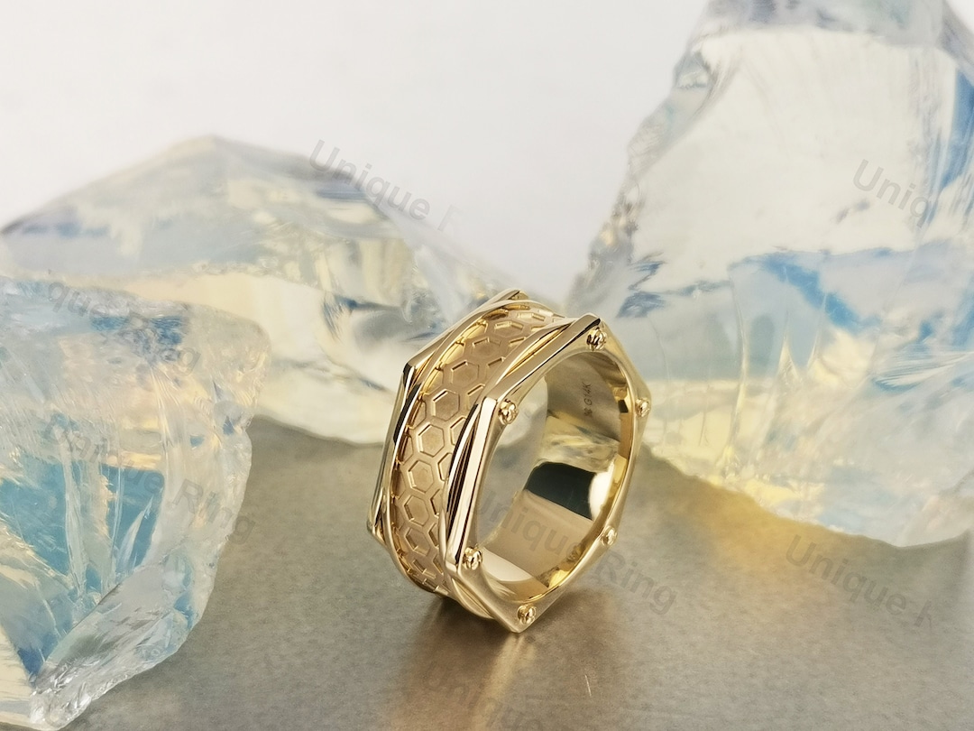 14K Solid Gold Spinner Ring Mens Polished Wedding Band - Etsy