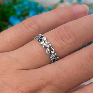 Cottagecore Grape Leaf Silver Couple Ring ,organic Floral Eternity ...