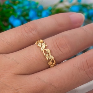 Cottagecore Grape Leaf Silver Couple Ring ,organic Floral Eternity ...