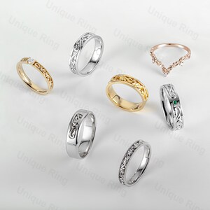 Cottagecore Grape Leaf Silver Couple Ring ,organic Floral Eternity ...