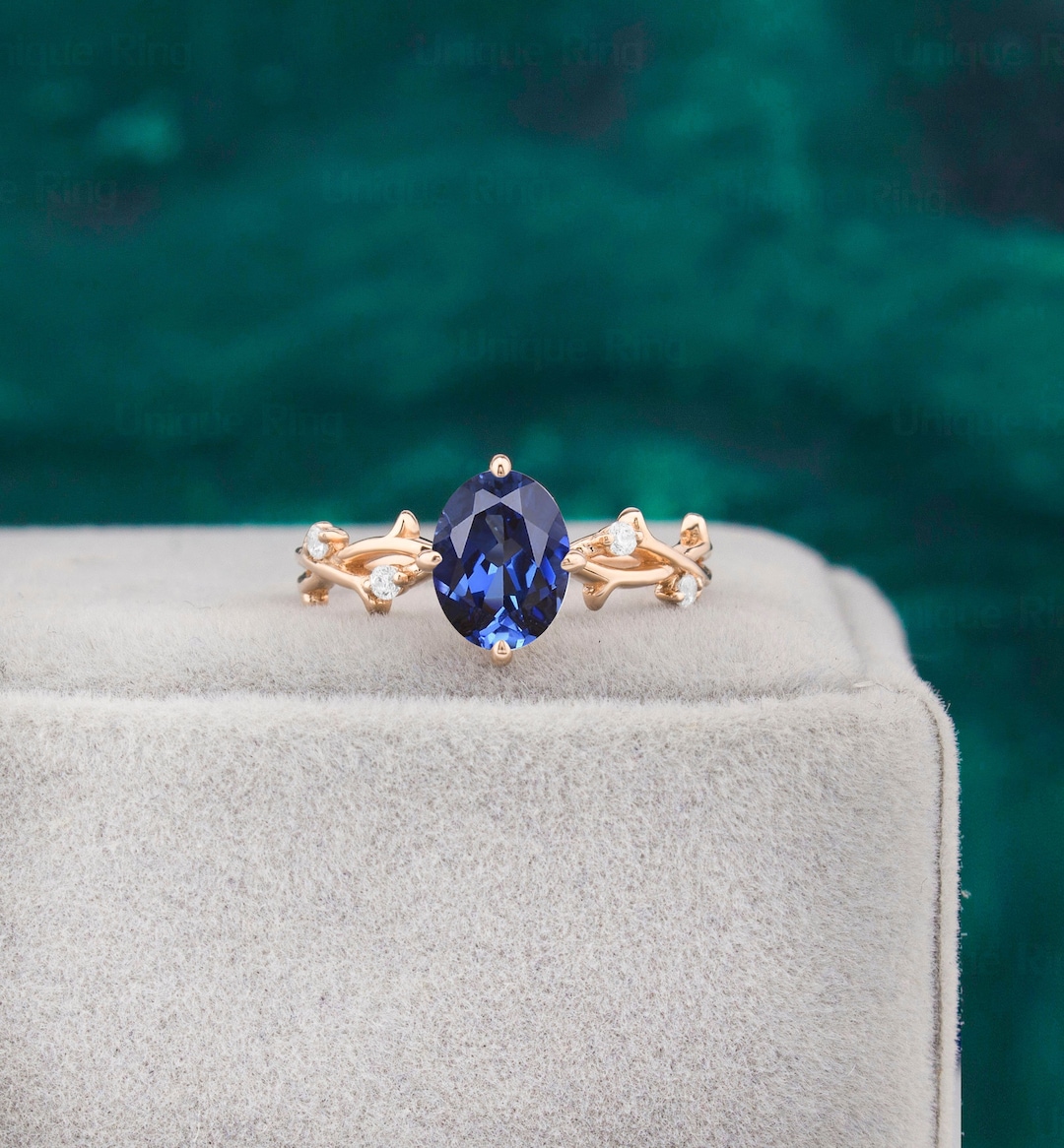 Oval Cottagecore Antique Sapphire Engagement Ring for Natural Theme ...
