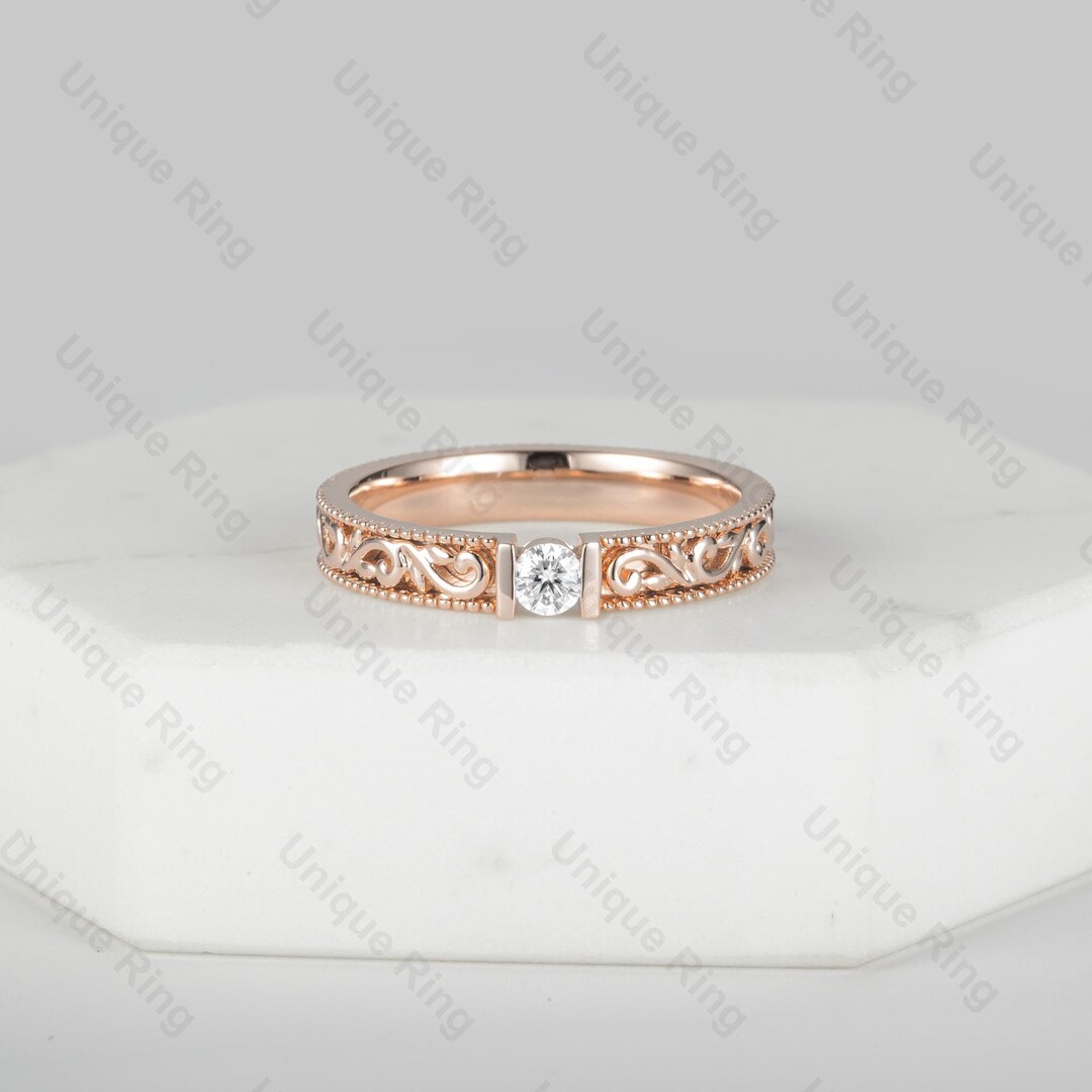 Cottagecore Leaf Solid Gold Men’s/women's Band Ring,14k Gold Floral ...