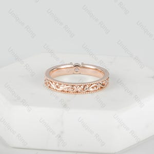 Cottagecore Leaf Solid Gold Men’s/women's Band Ring,14k Gold Floral ...