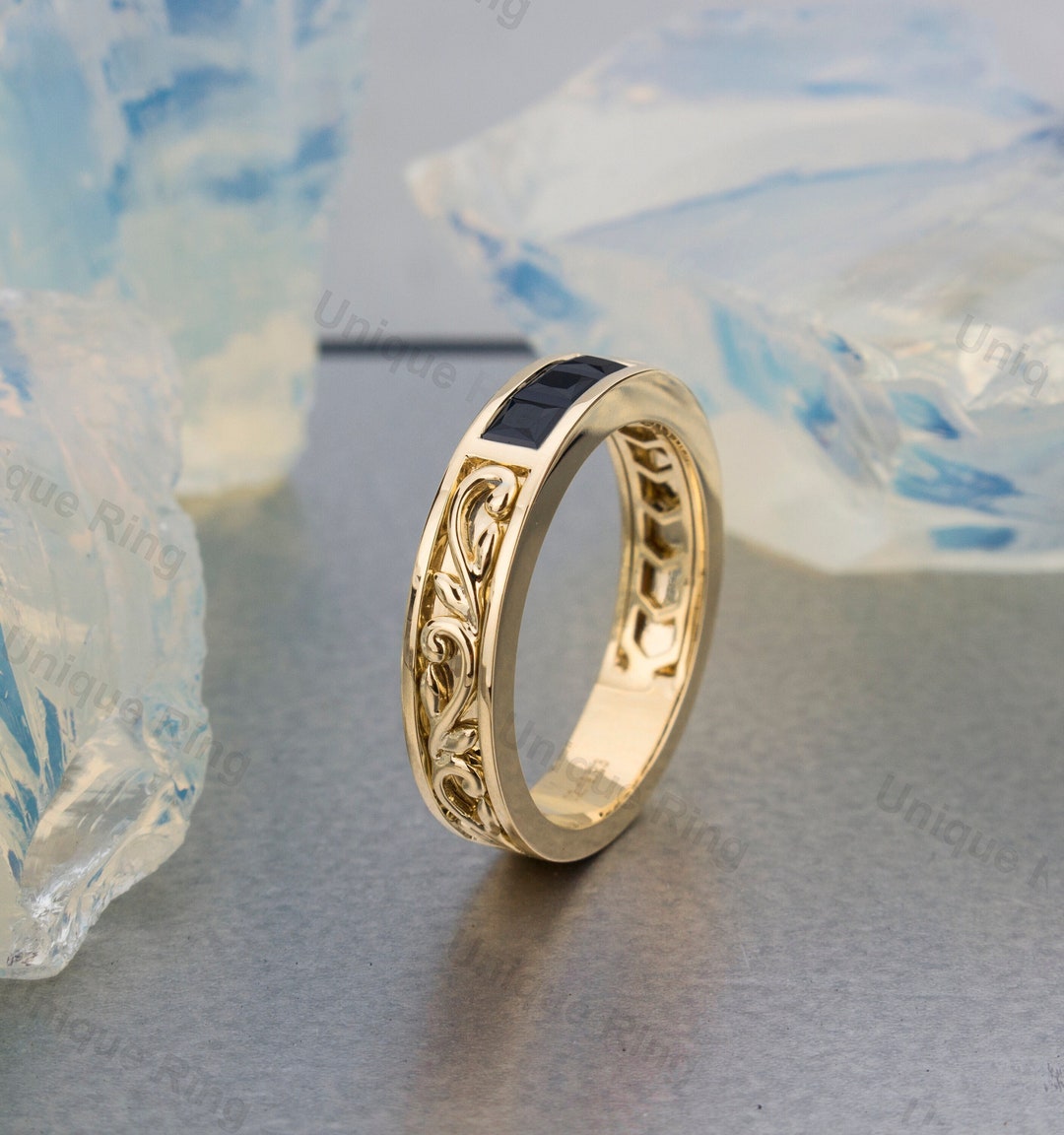 Cottagecore Oval Moissanitefloral Pattern Mens Band Ring for Natural ...