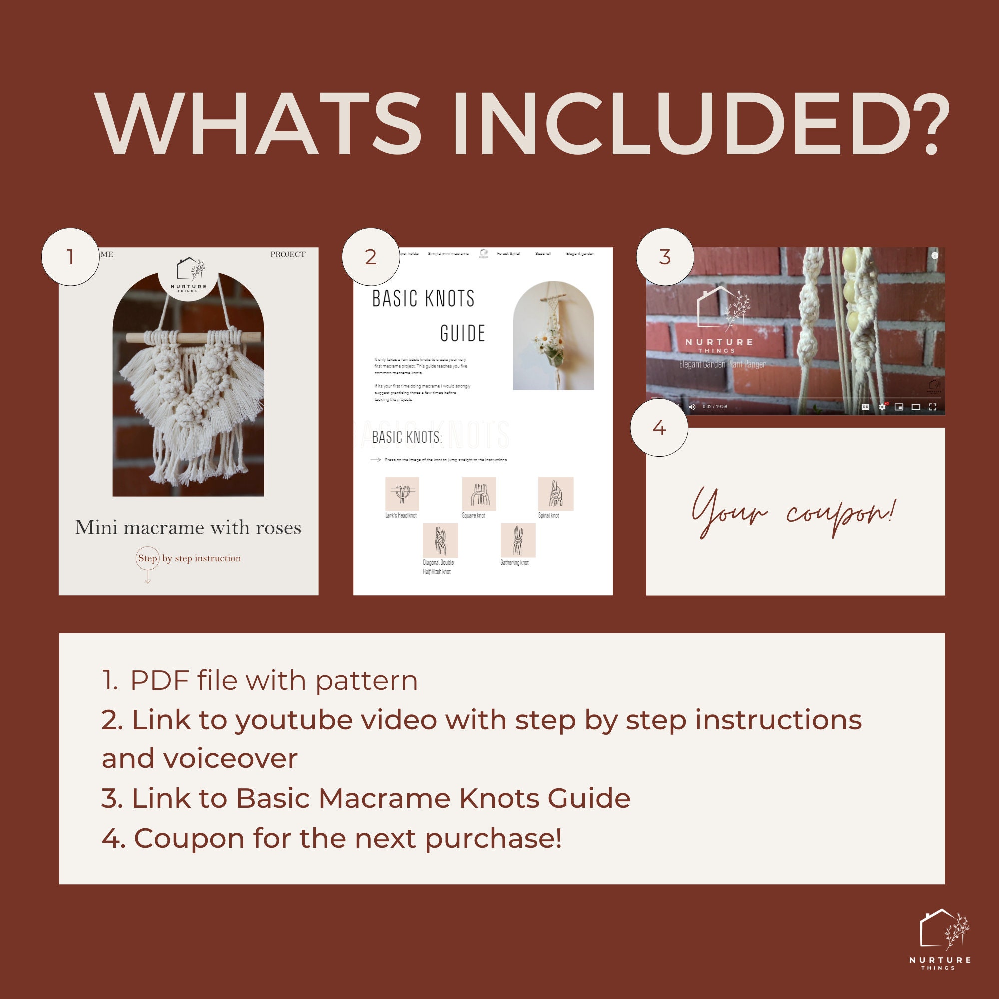 Small Wall Hanging Macrame PDF Pattern Video / Beginner - Etsy