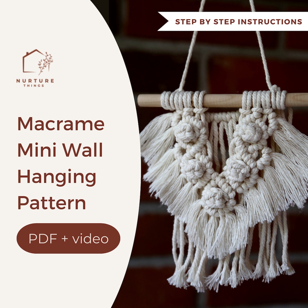 Small Wall Hanging Macrame PDF Pattern + Video / Beginner Friendly ...