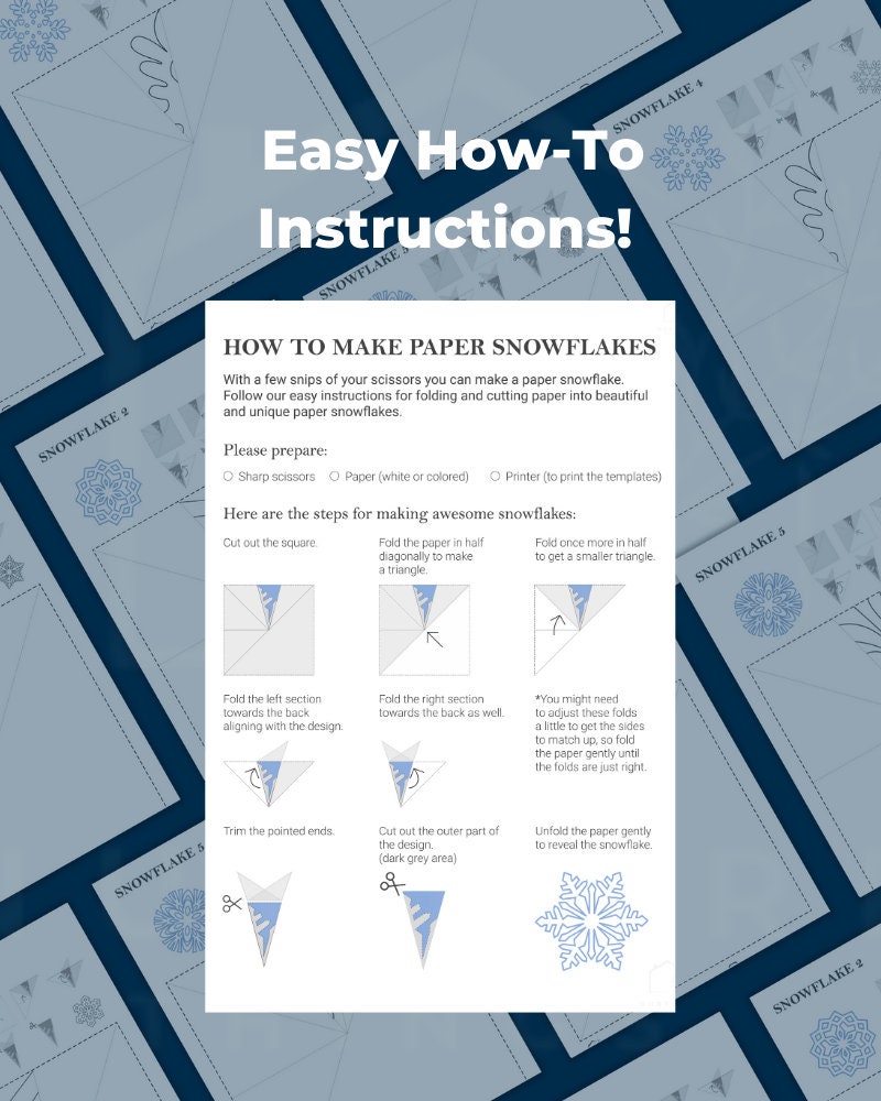 25 Paper Snowflake Printable Template Pattern | Instant Download ...