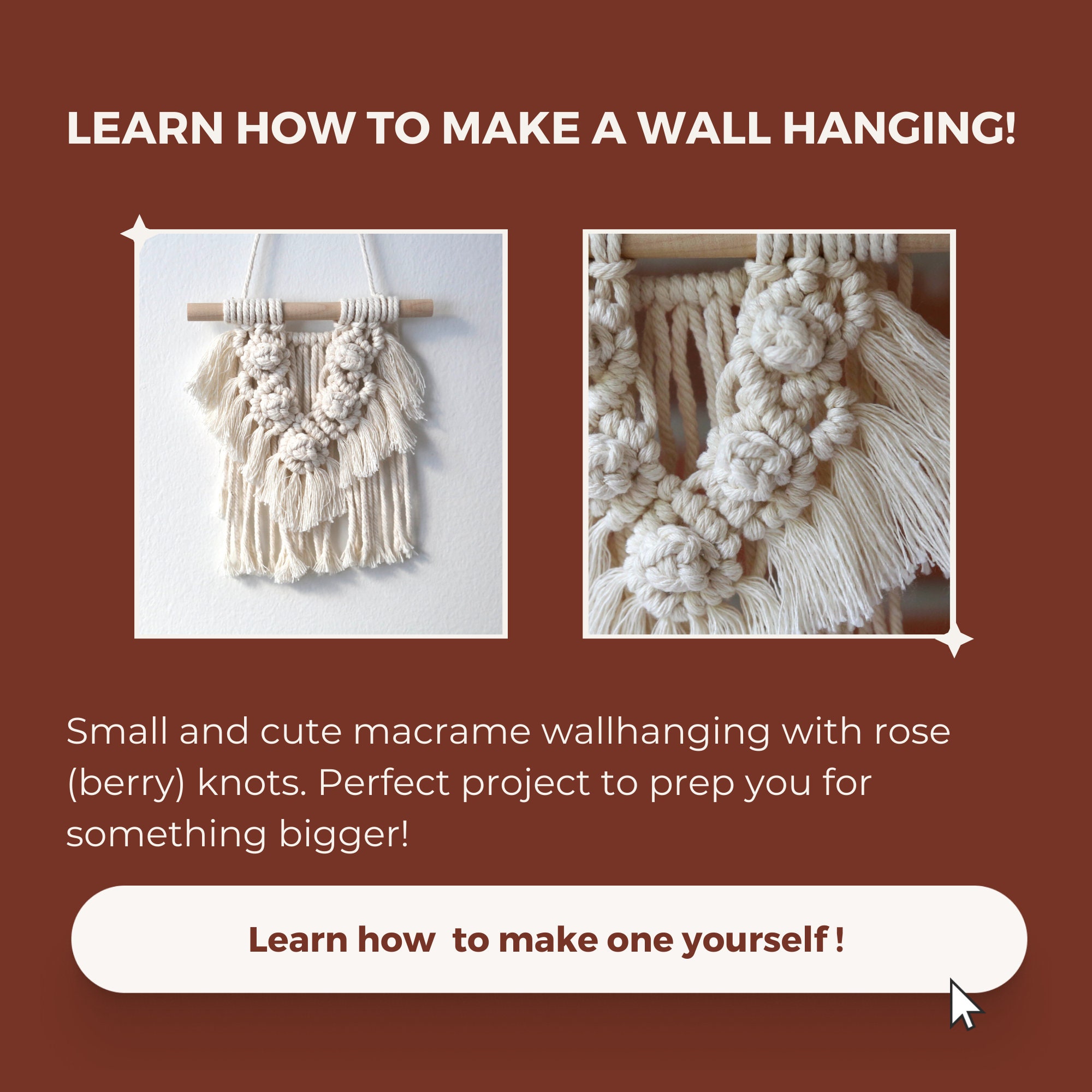 Small Wall Hanging Macrame PDF Pattern Video / Beginner - Etsy