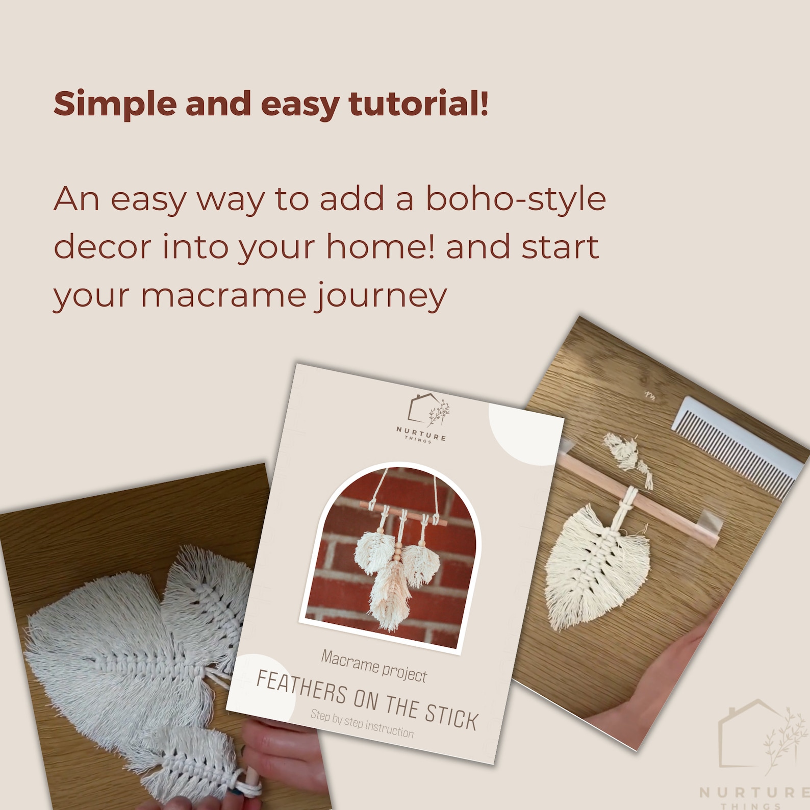 Feather Macrame Pattern Beginner / Leaf Tutorial / Step by - Etsy