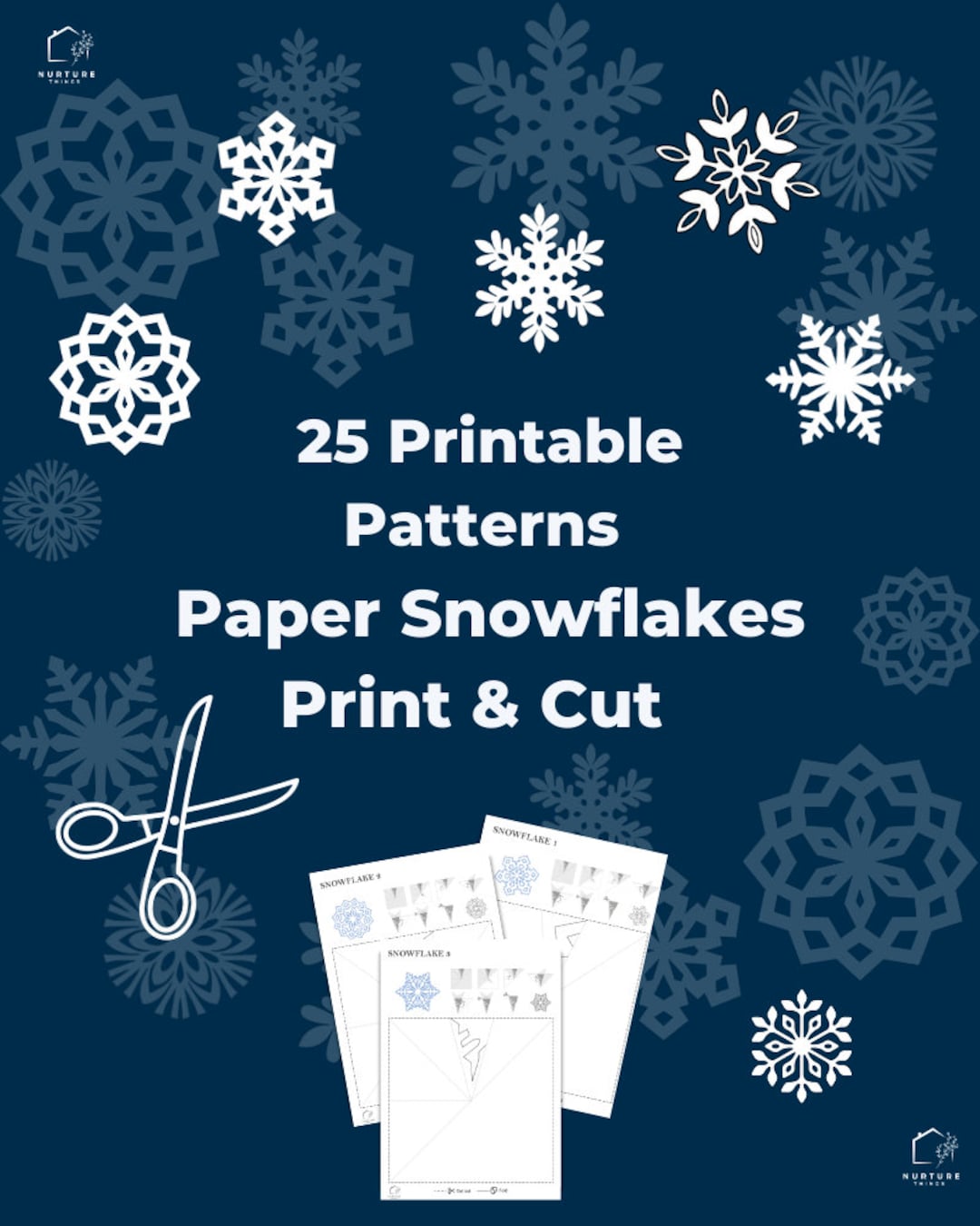 25 Paper Snowflake Printable Template Pattern | Instant Download ...