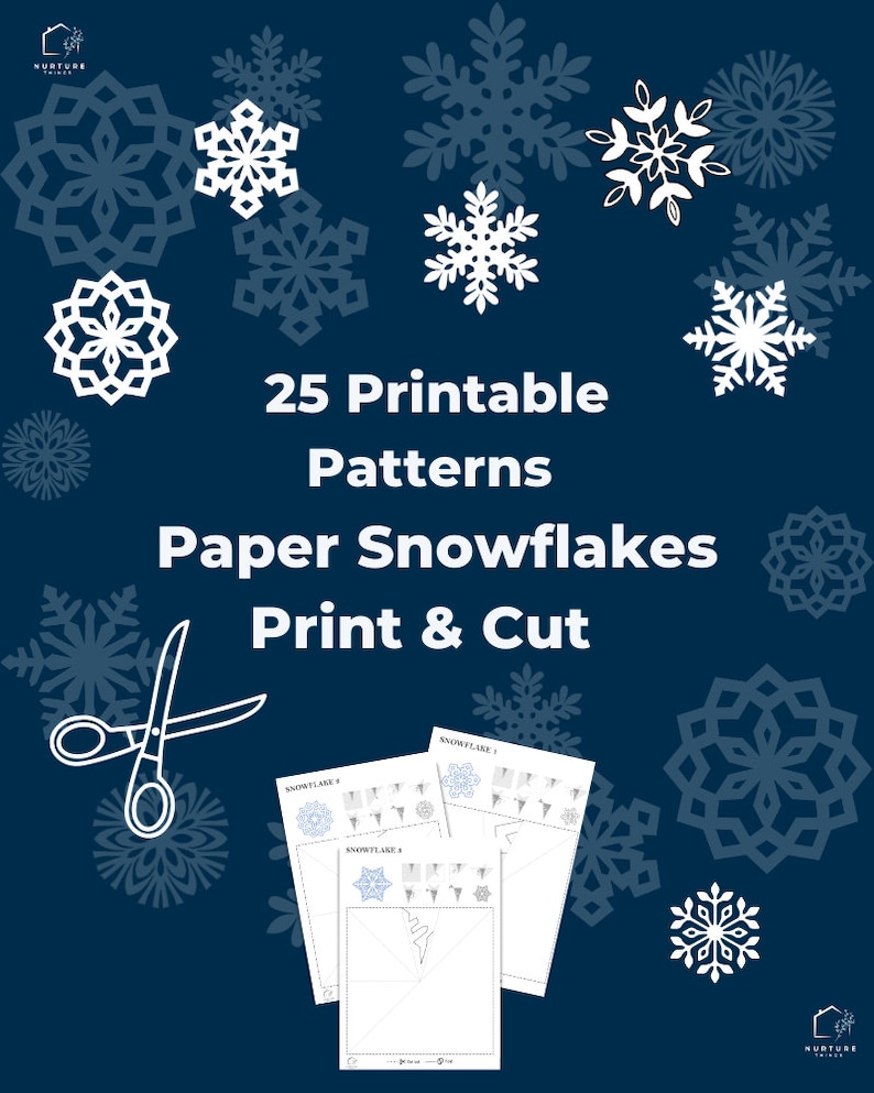 25 Paper Snowflake Printable Template Pattern | Instant Download ...