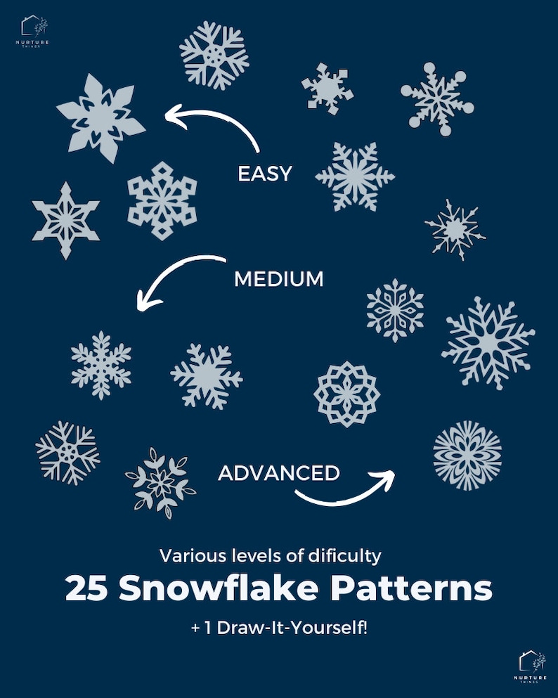 25 Paper Snowflake Printable Template Pattern | Instant Download ...