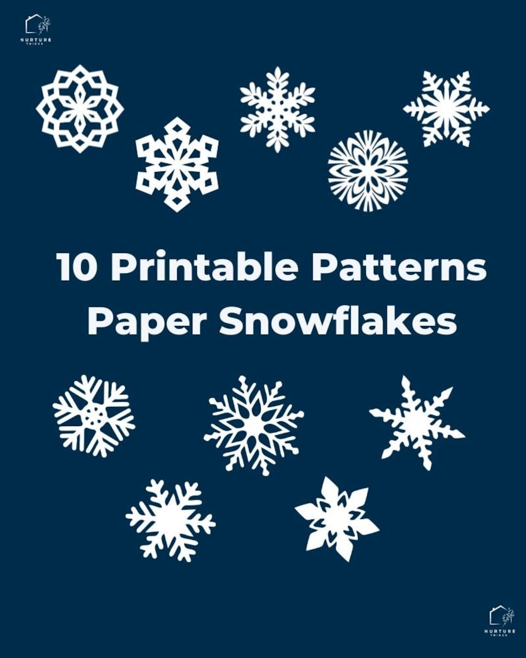 10 Paper Snowflake Printable Template Pattern | Instant Download ...