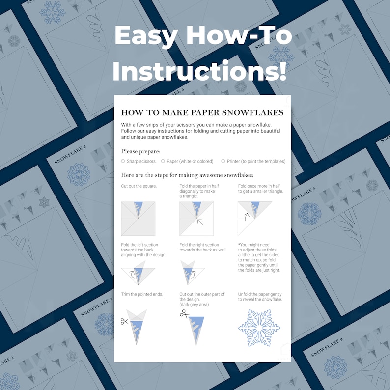 Paper Snowflake Templates Printable Snowflake Cutout Easy - Etsy