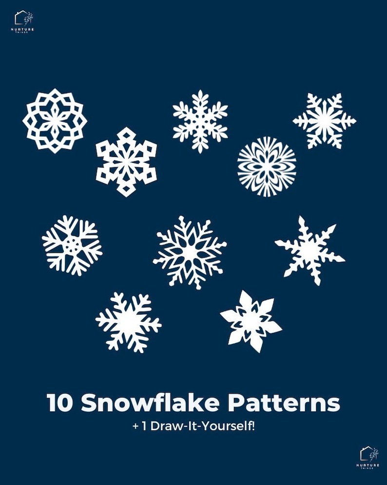 10 Paper Snowflake Printable Template Pattern | Instant Download ...