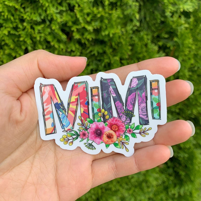 Mimi With Flower Design Waterproof Vinyl Sticker Water - Etsy