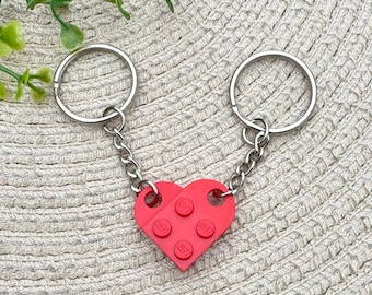 Heart Keychain Set Made With Genuine LEGO® Matching Keychains, Gift Set ...