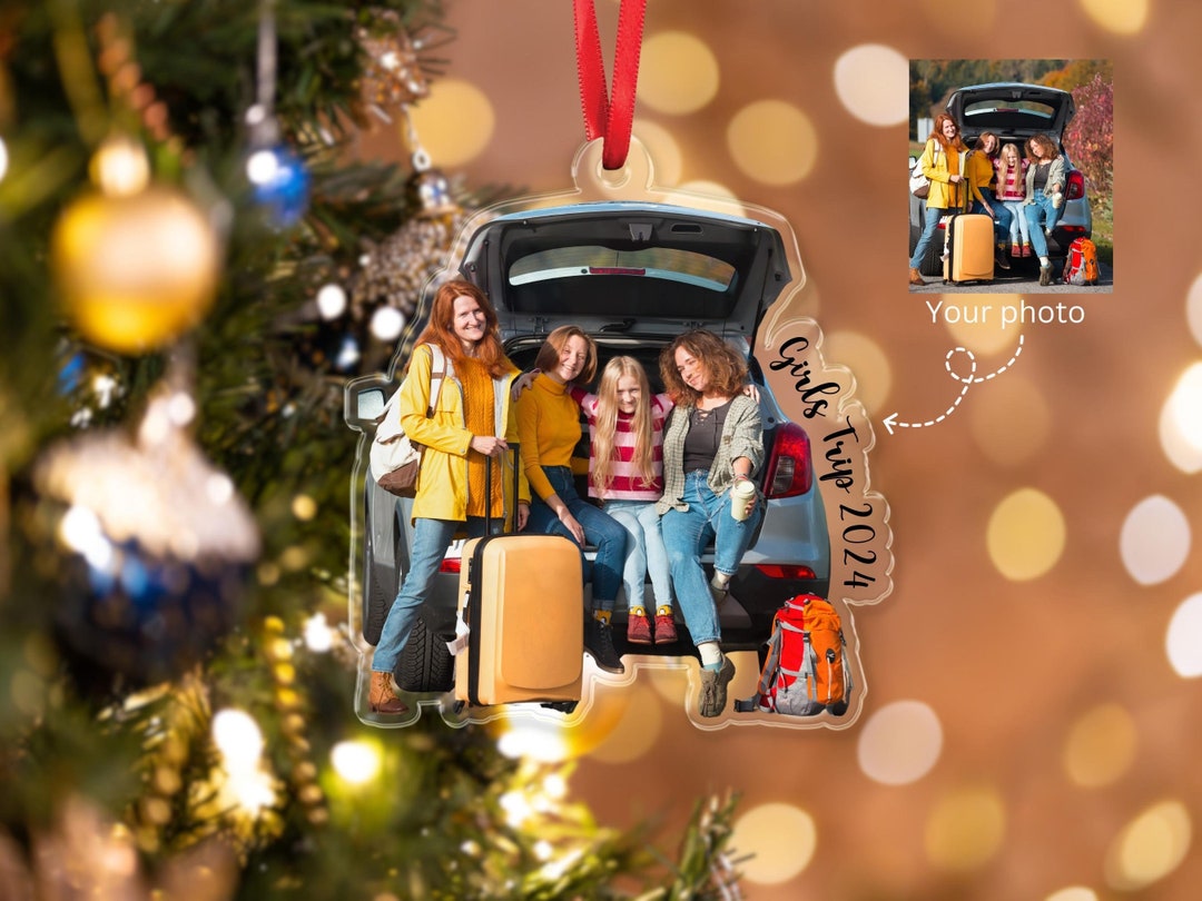 Personalized Girls Trip Photo Acrylic Ornament, Custom Travel Memory ...
