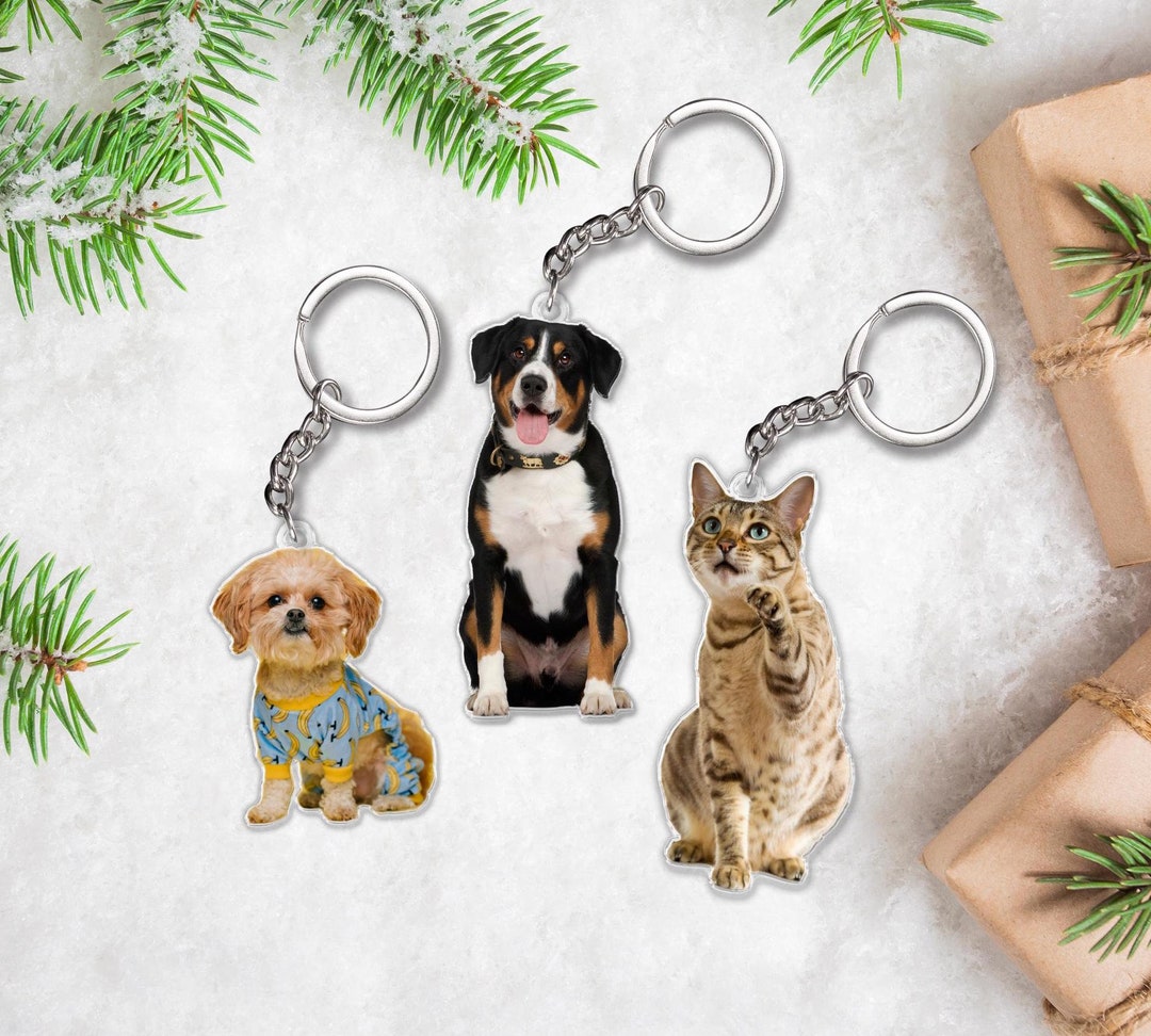 Personalized Portrait Pet Keychain, Double Sided Acrylic Keychain, Pet ...