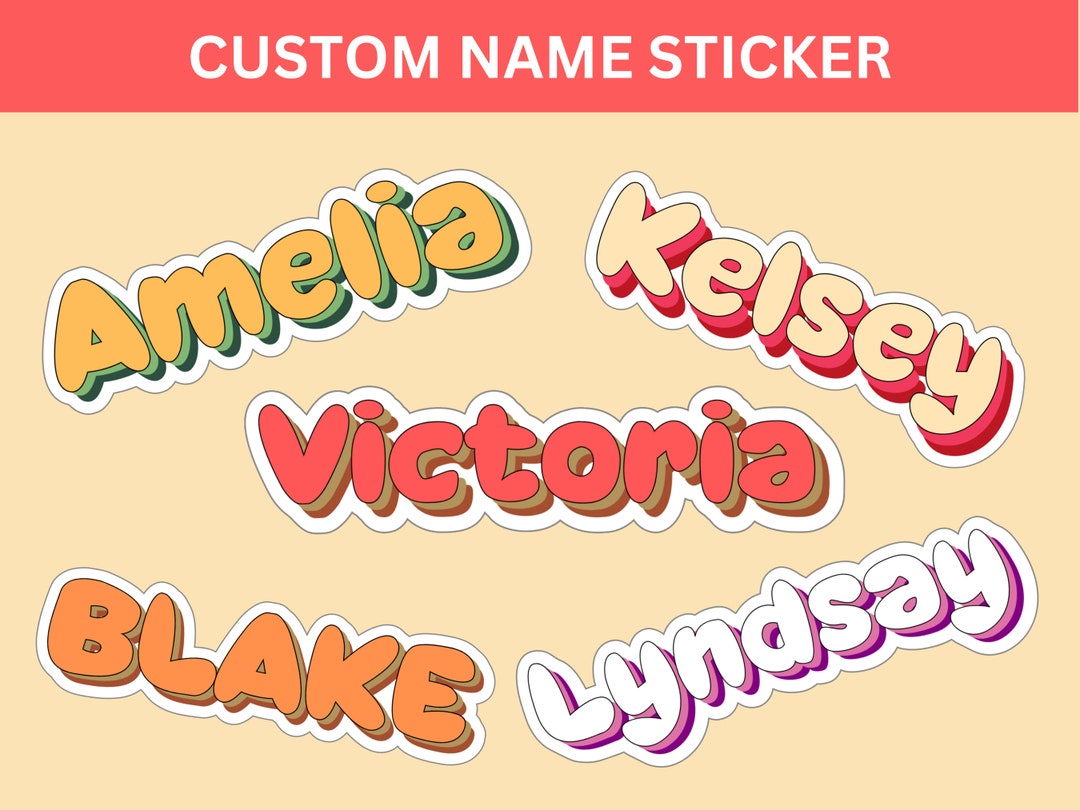 Custom Name Waterproof Sticker Personalized Vinyl Stickers Rainbow Name ...