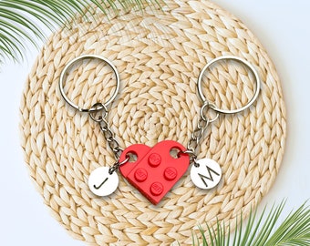 Heart Keychain Set Made With Genuine LEGO® Matching Keychains, Gift Set ...