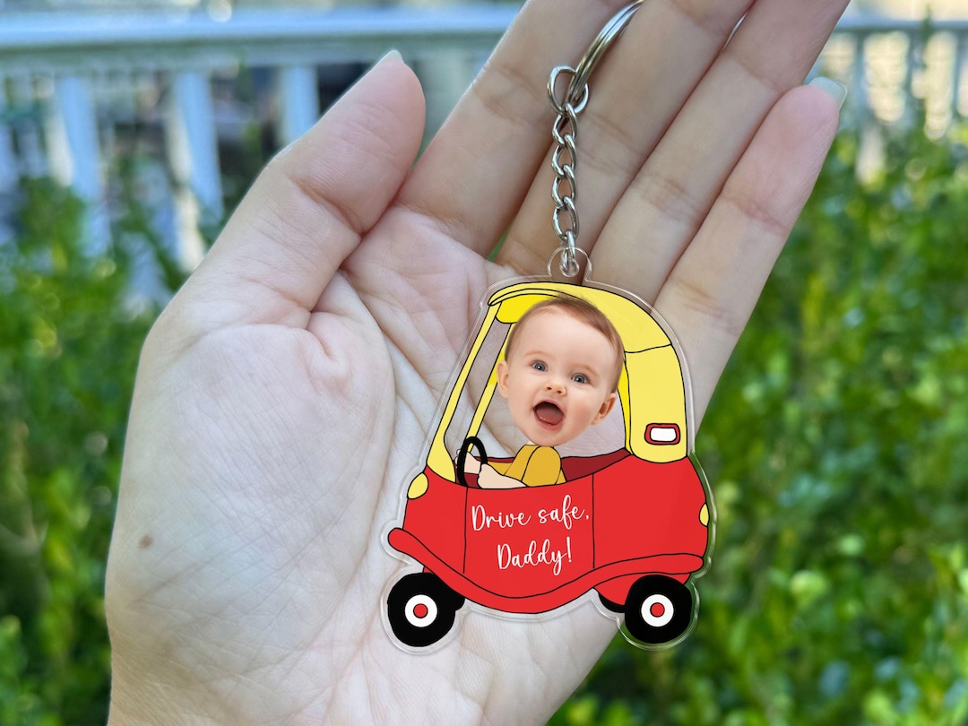 Personalized Drive Safe Daddy Keychain, Custom Baby in Car Photo ...