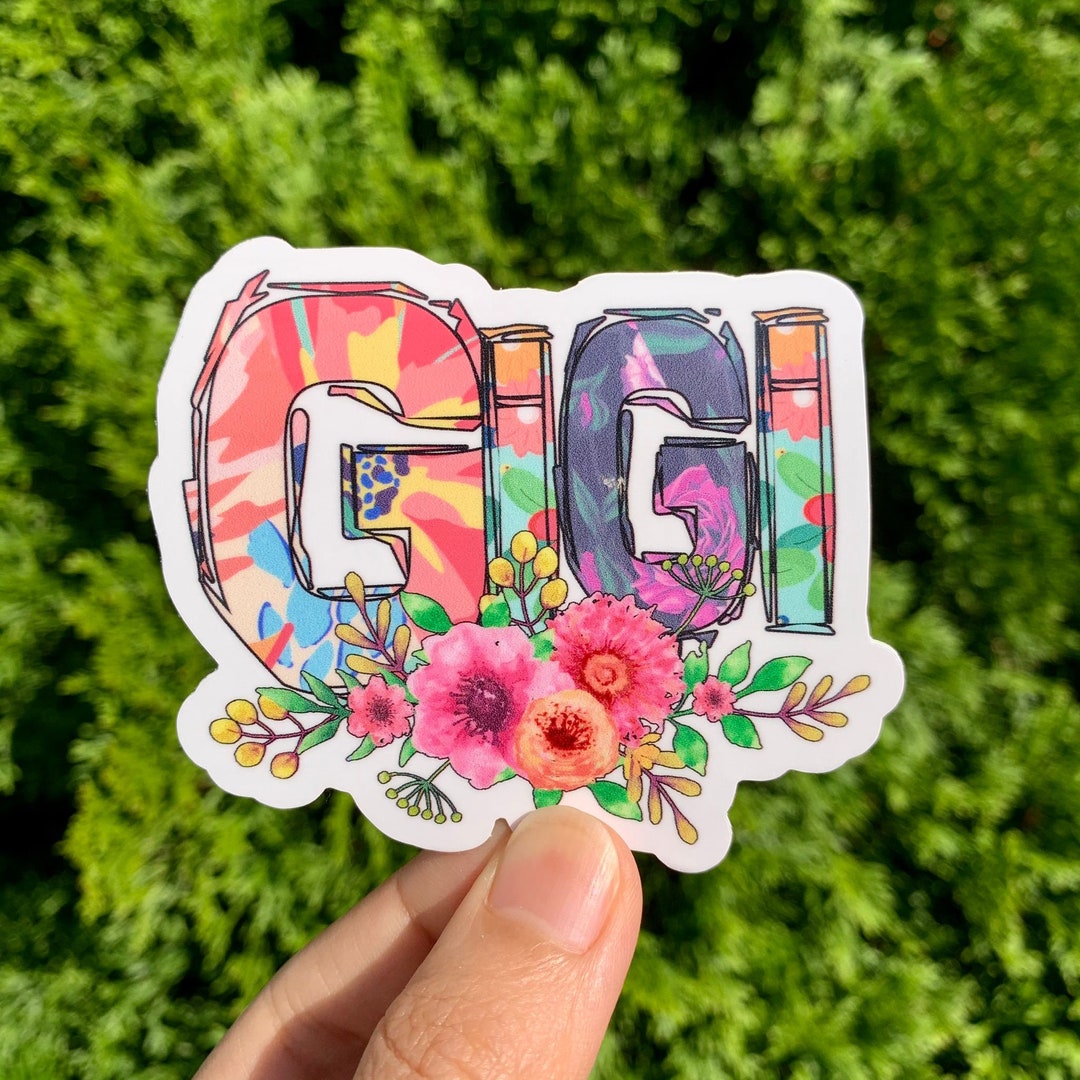 Gigi With Flower Design Waterproof Vinyl Sticker, Water Bottle, Hydro ...