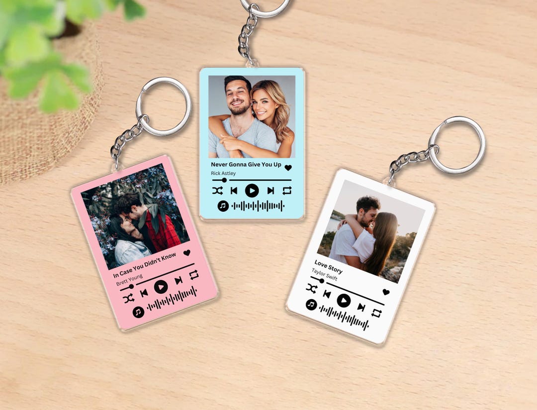Personalized Photo Music Keychain, Custom Song Acrylic Keychain, Custom ...