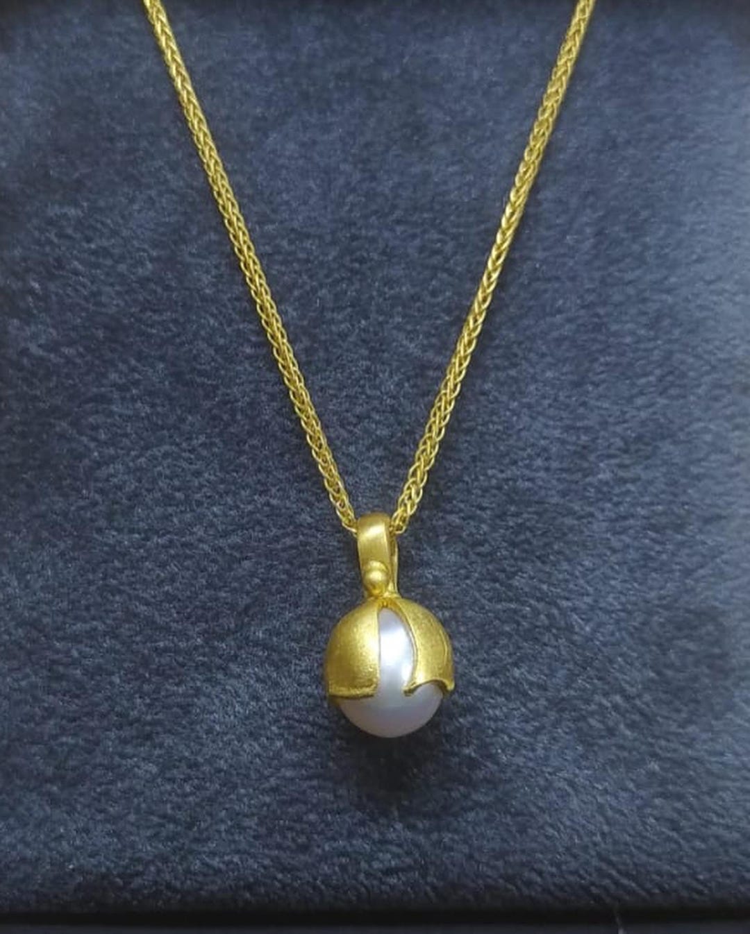 Gold Necklace With Pearl | 24k Solid Gold Necklace | 24k | Pearl ...