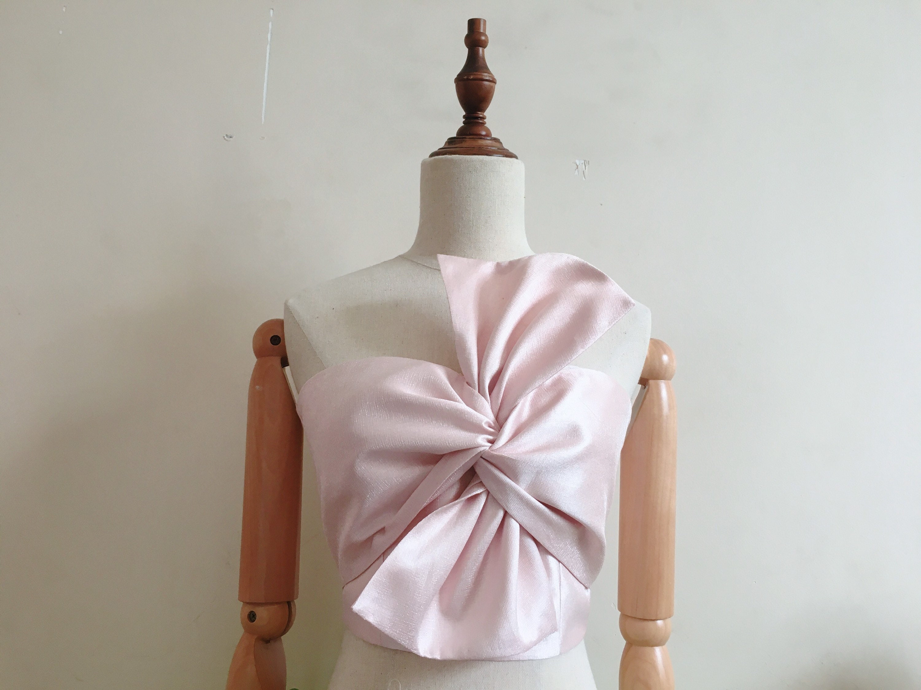 Red Purl Taffeta BOW BUSTIER TOP/ Twisted off the Shoulder Top - Etsy