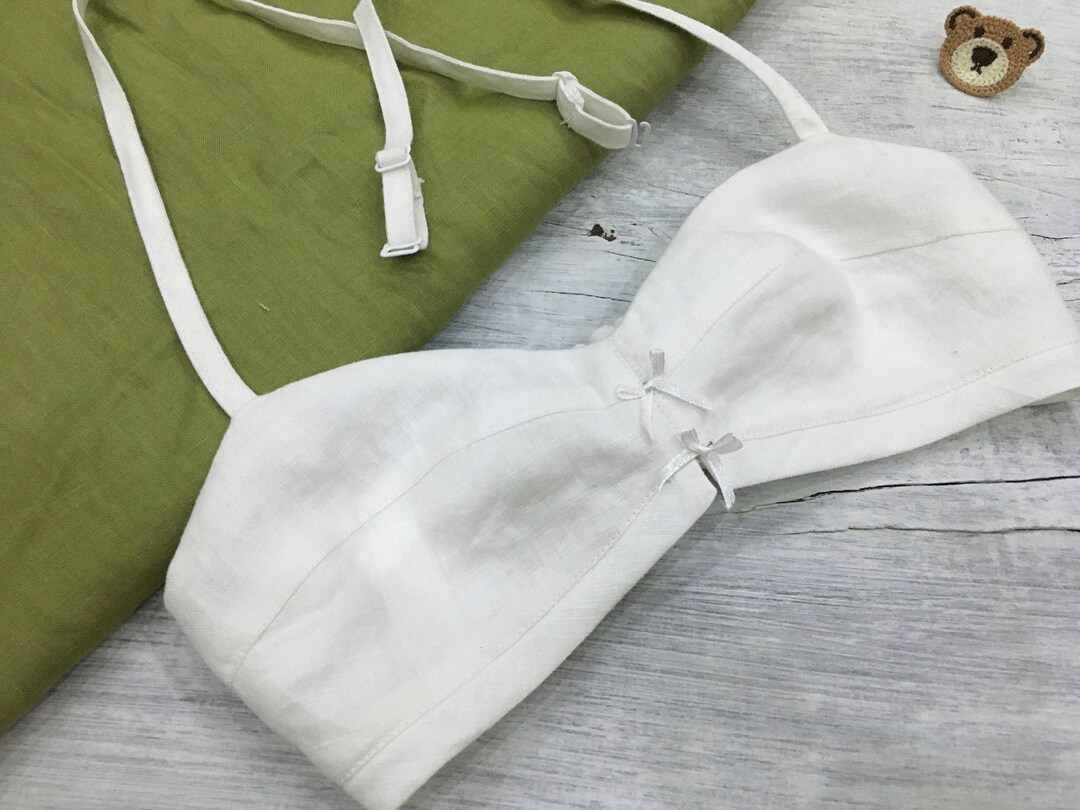 Linen Bra With Bows – Custom Size | White Full Coverage Bra | Summer ...
