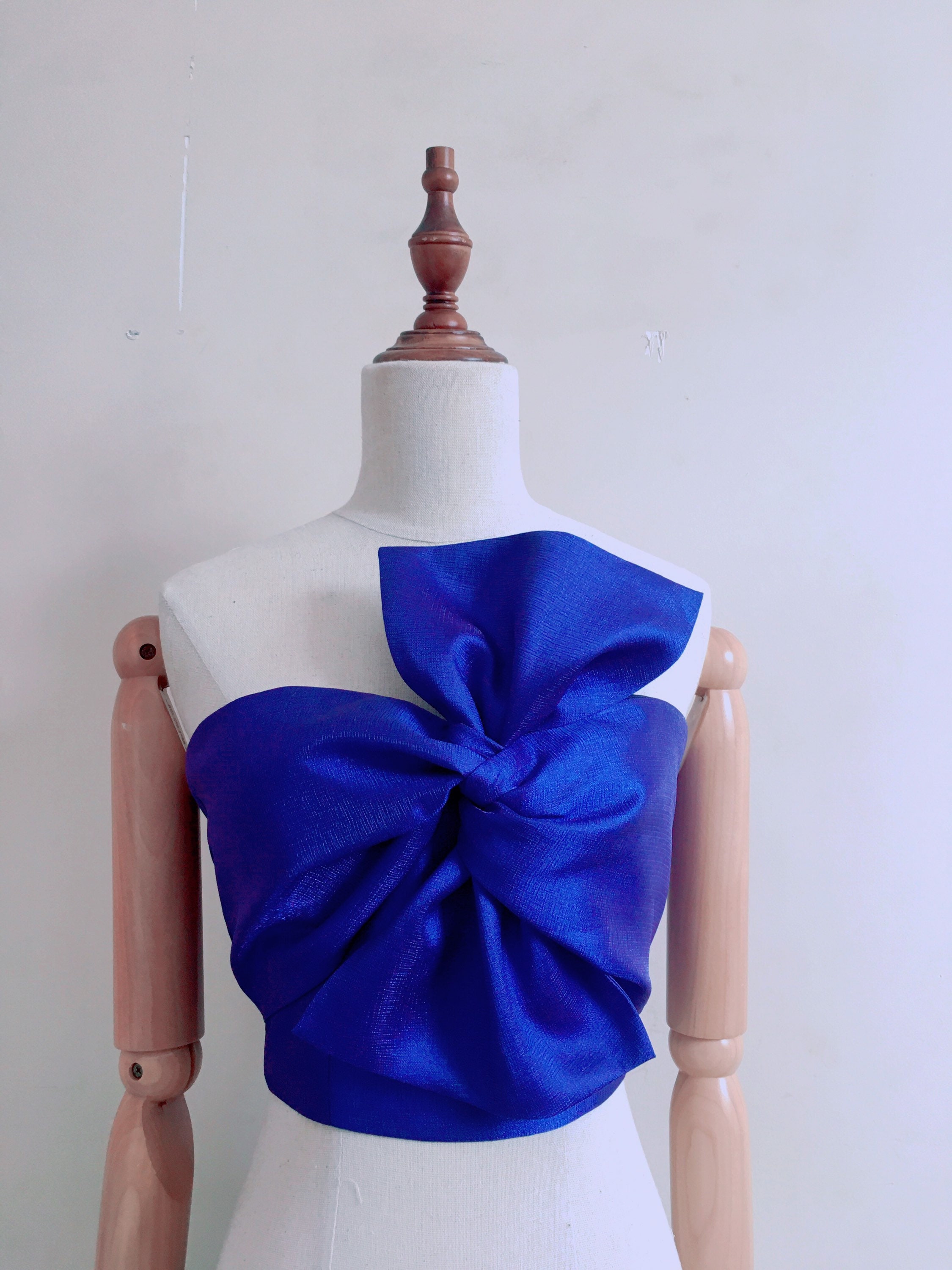 Red Purl Taffeta BOW BUSTIER TOP/ Twisted off the Shoulder Top - Etsy